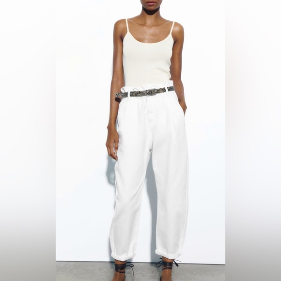 Zara | Jeans | New With Tags Zara Highwaisted Baggy Paperbag White ...